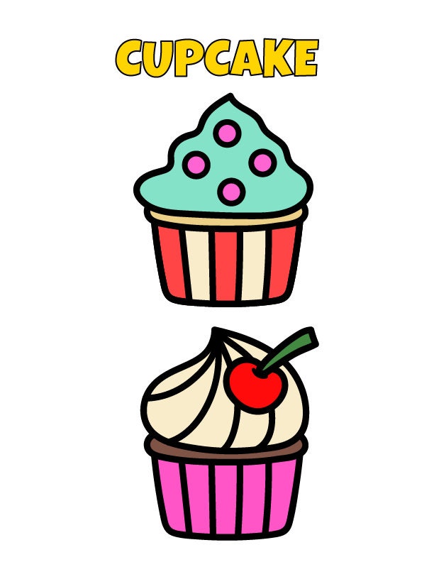 Cupcake Cut and Paste Craft Coloring Worksheets for Kids | Printable US ...
