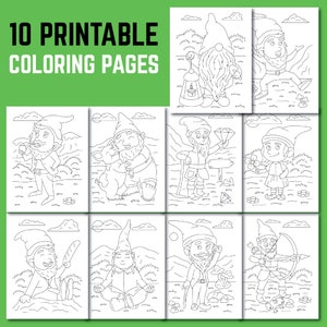 Gnome Coloring Sheet Printable Pdf Pages Pack 1 - Etsy