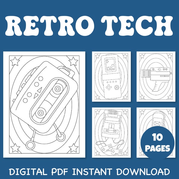 Retro Technology Coloring Pages - Etsy