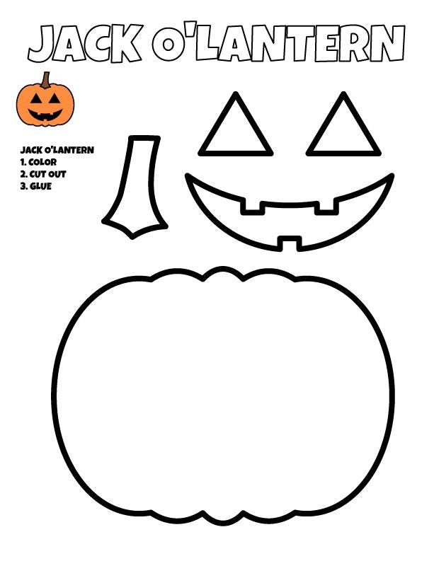 Jack O'lantern Halloween Cut and Paste Craft Coloring Worksheets for ...
