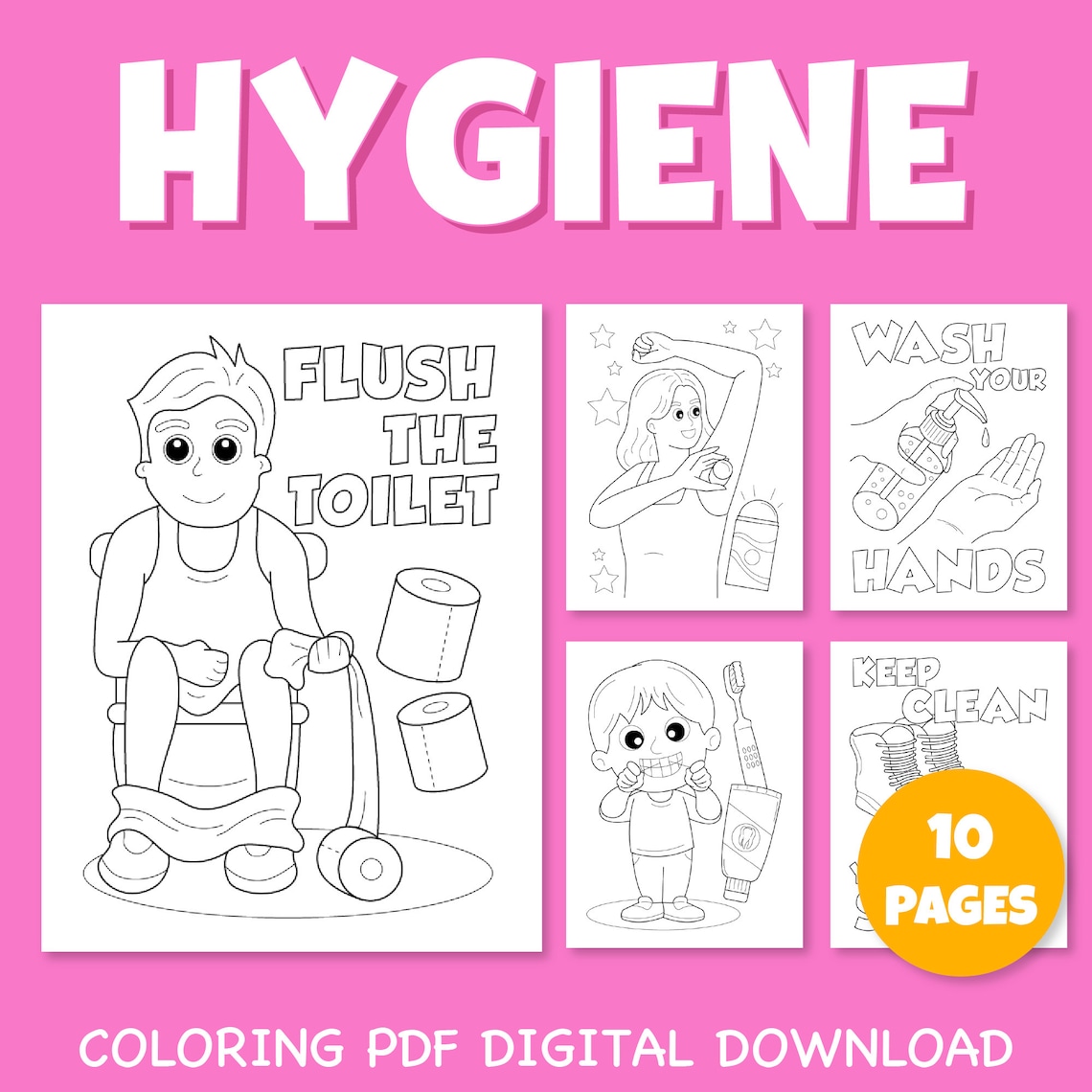 Coloring Pages for Kids Personal Hygiene 3 - Etsy