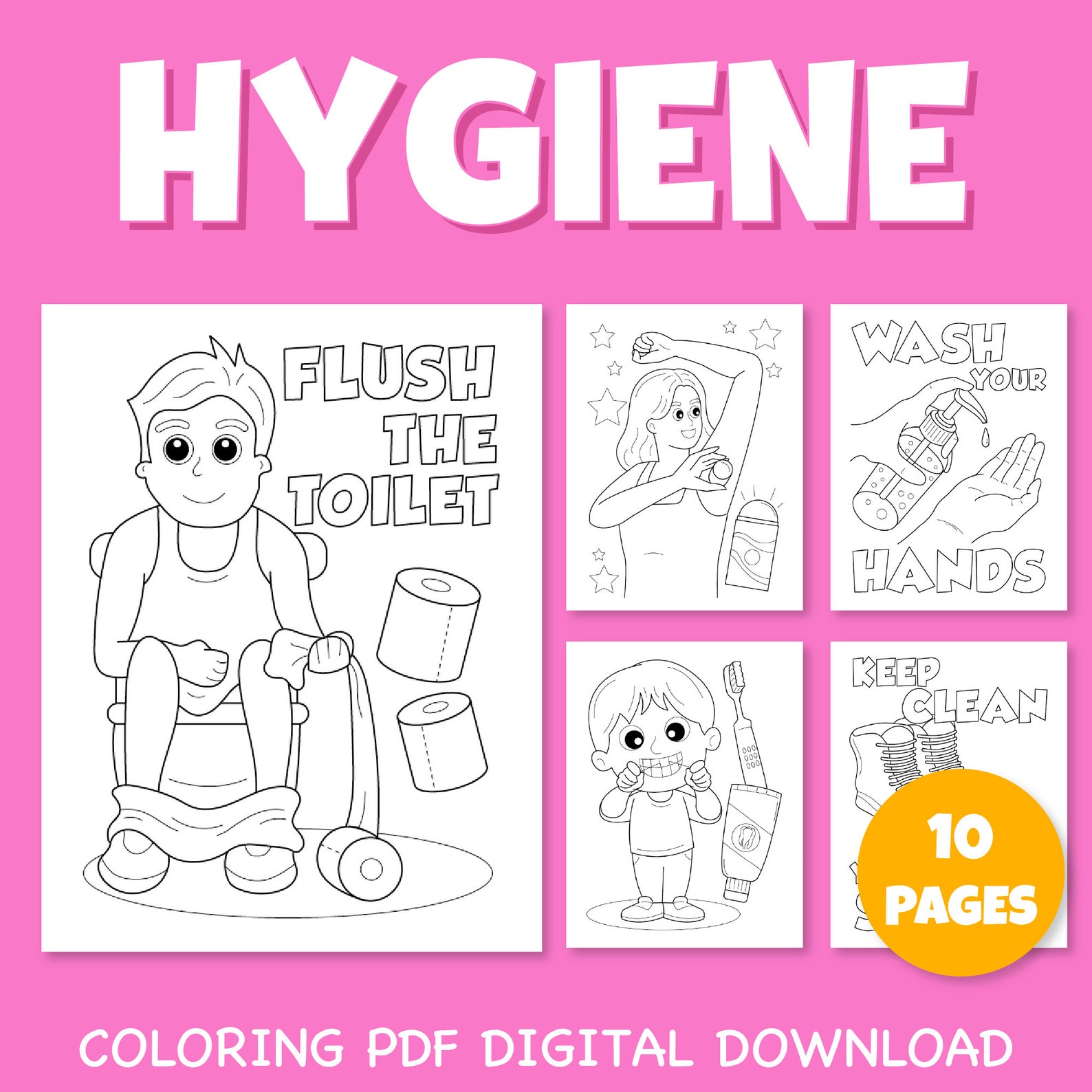 Coloring Pages for Kids Personal Hygiene 3 - Etsy
