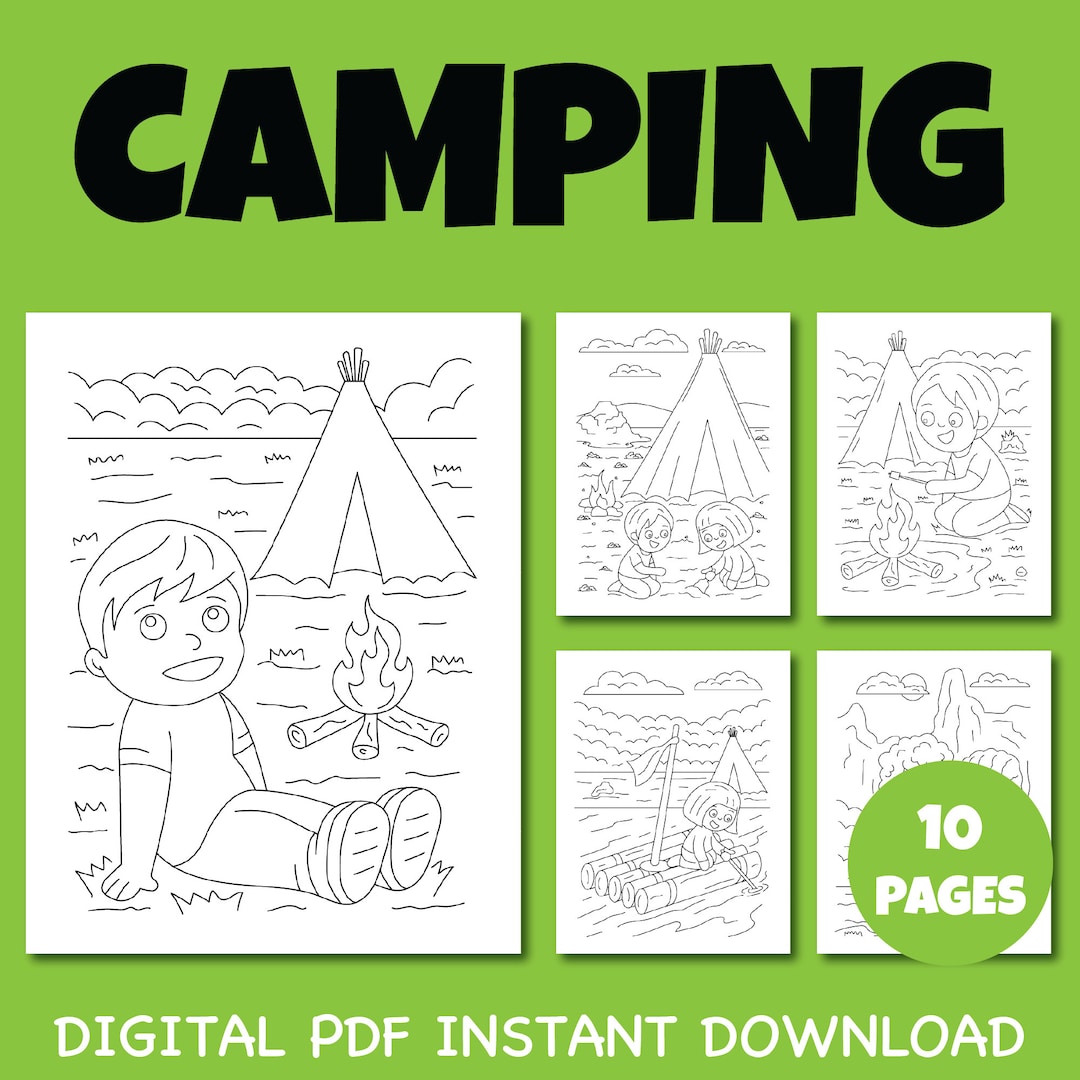 Camping Coloring Sheets Pack 1 - Etsy