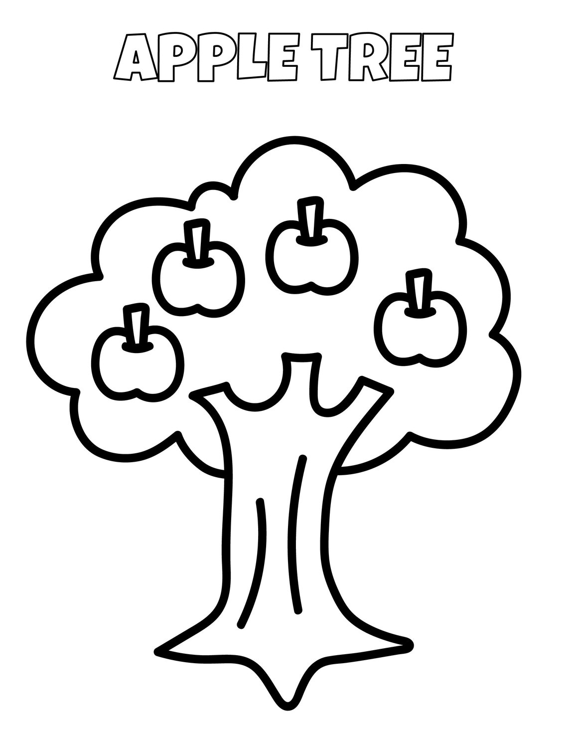 Apple Tree Cut and Paste Craft Coloring Worksheets for Kids | Printable ...
