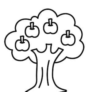 Apple Tree Cut and Paste Craft Coloring Worksheets for Kids | Printable ...