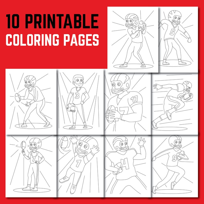 American Football Coloring Pages Pack 1 - Etsy