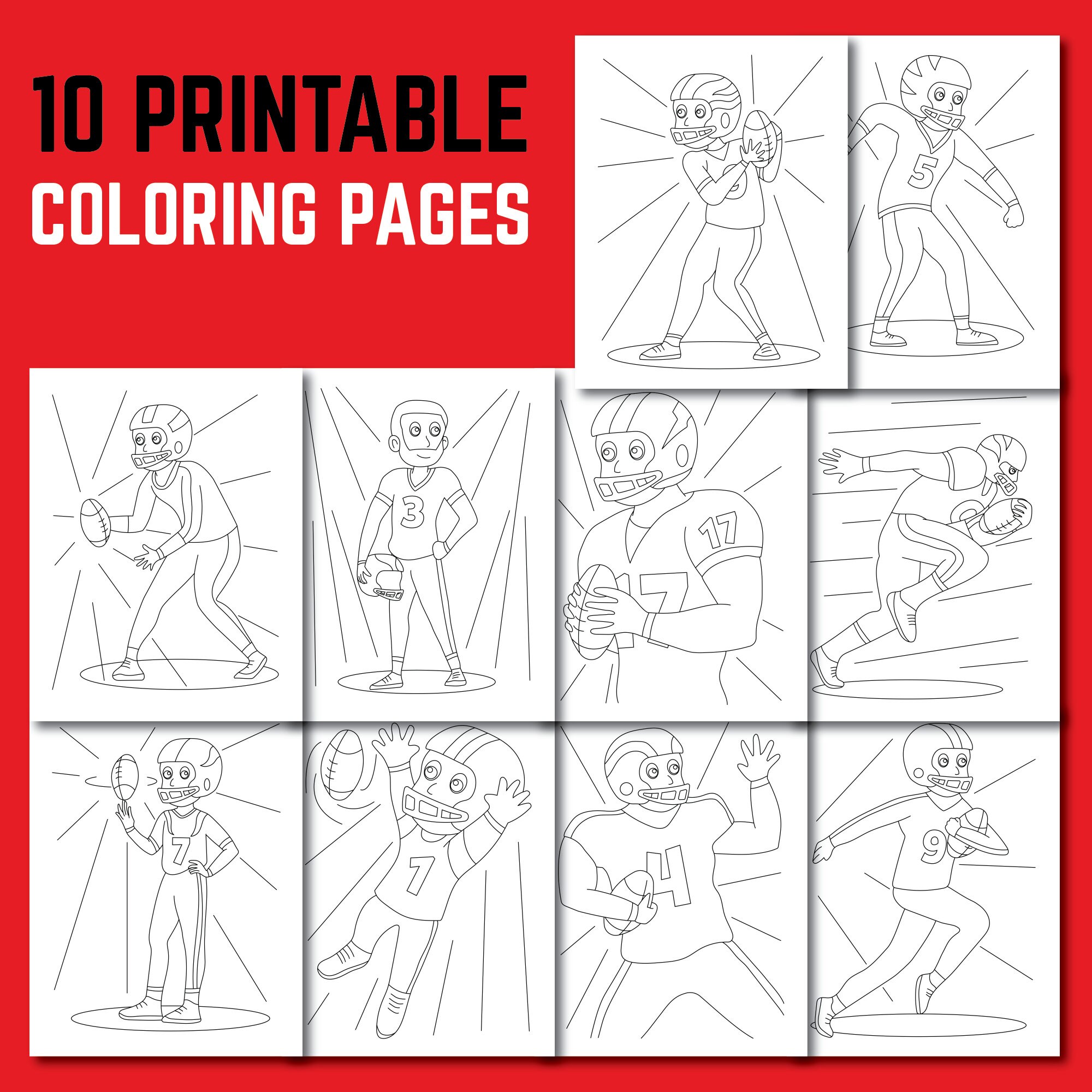 American Football Coloring Pages Pack 1 - Etsy