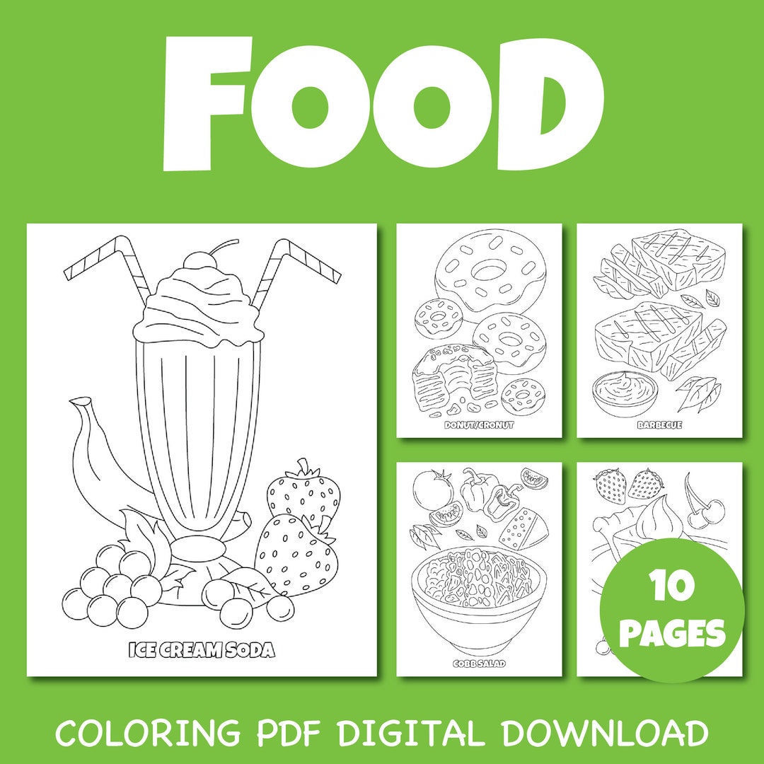 My Favorite Food Coloring Pages for Kids Printable Digital .pdf Pack 3 ...