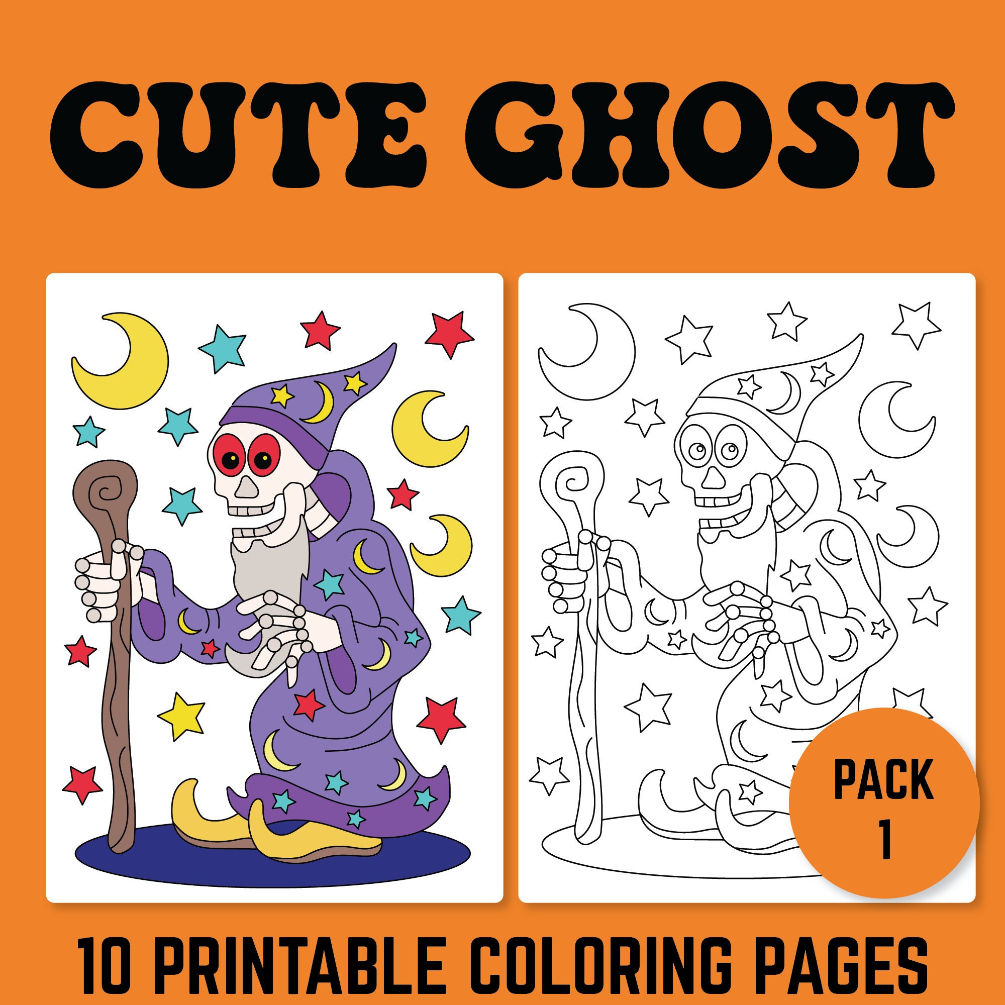 Cute Ghost & Monster Halloween Coloring Pages Fun October Activities ...
