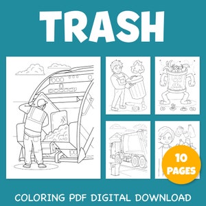 Coloring Pages for Kids Waste Recycling, Trash & Garbage Bin Truck ...