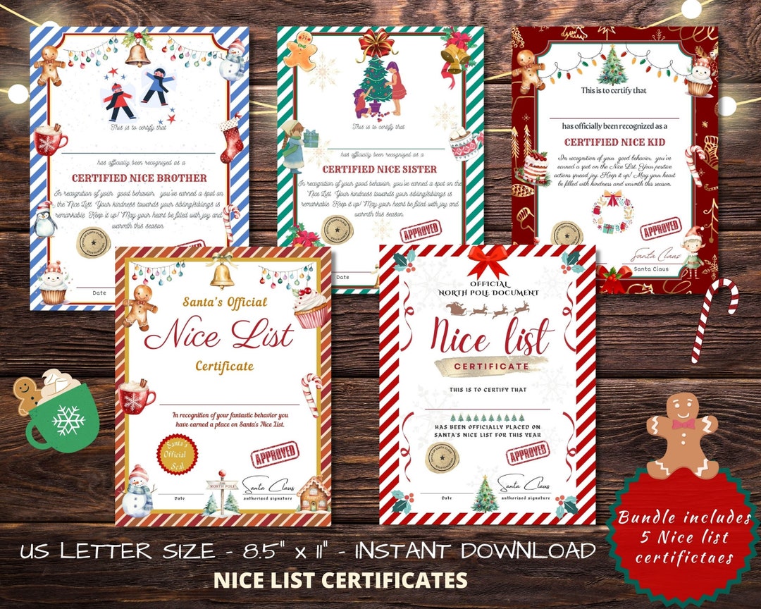 Official Santa's Nice List Certificate Printable, Nice List Document ...