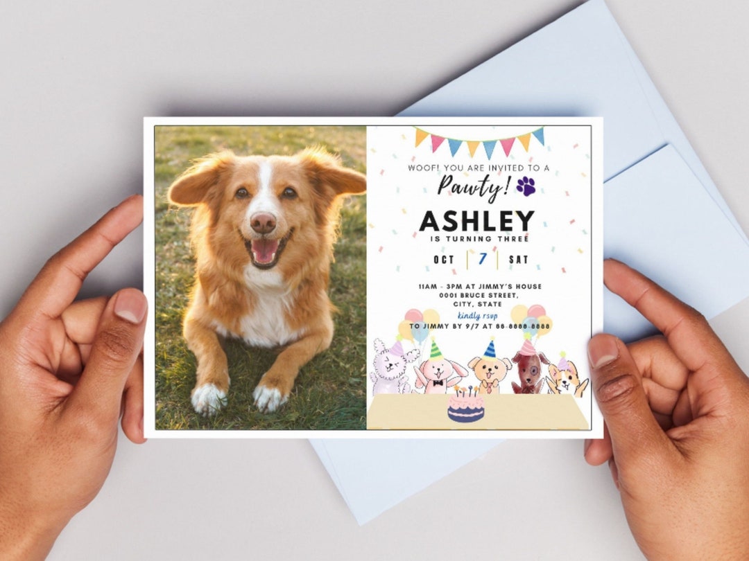 Editable Dog Birthday Invitation Pawty Invitation Dog Theme - Etsy ...
