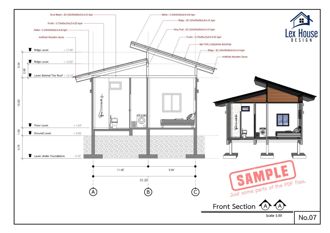 Small Modern House Plan, Small House Plan Design, 1 Bedroom and 1 ...