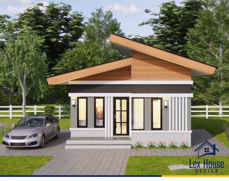 Small Modern House Plan, Small House Plan Design, 1 Bedroom and 1 ...