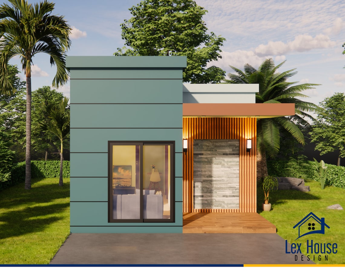 Small Modern House Plan, Small House Plan Design, 1 Bedroom and 1 ...