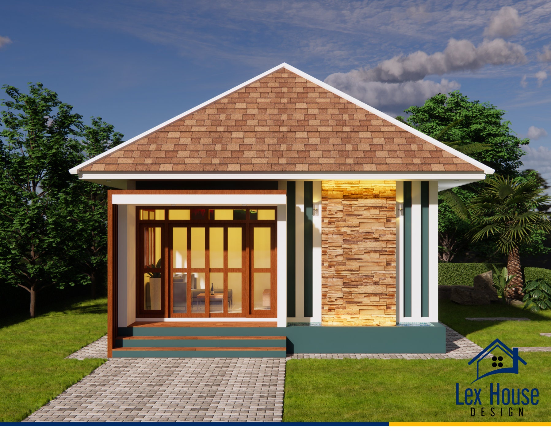 Small Contemporary House, Small House Plan Design, 1 Bedroom and 1 ...