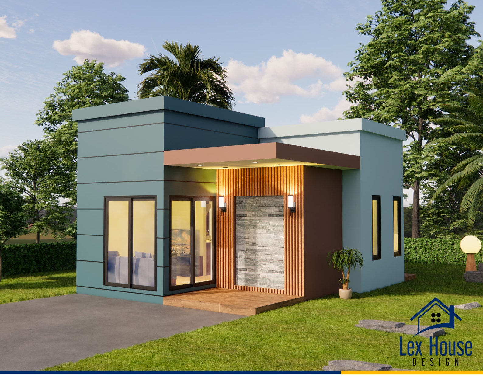 Small Modern House Plan, Small House Plan Design, 1 Bedroom and 1 ...