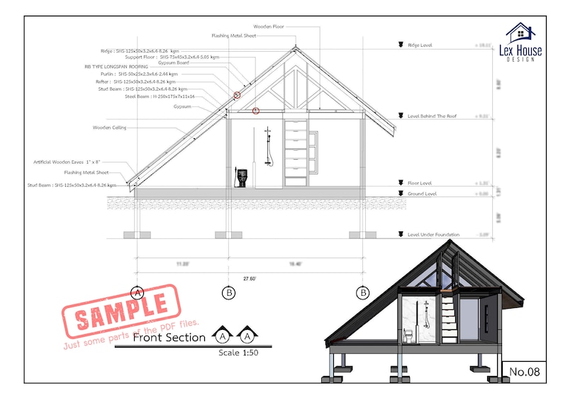 Small House Plan Design, 1 Bedroom and 1 Bedroom Attic, Elevation ...