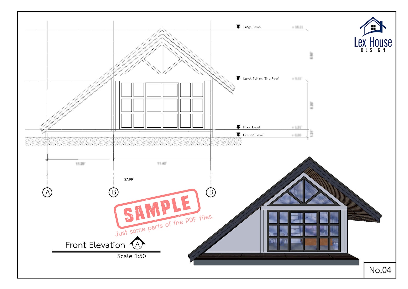 Small House Plan Design, 1 Bedroom and 1 Bedroom Attic, Elevation ...