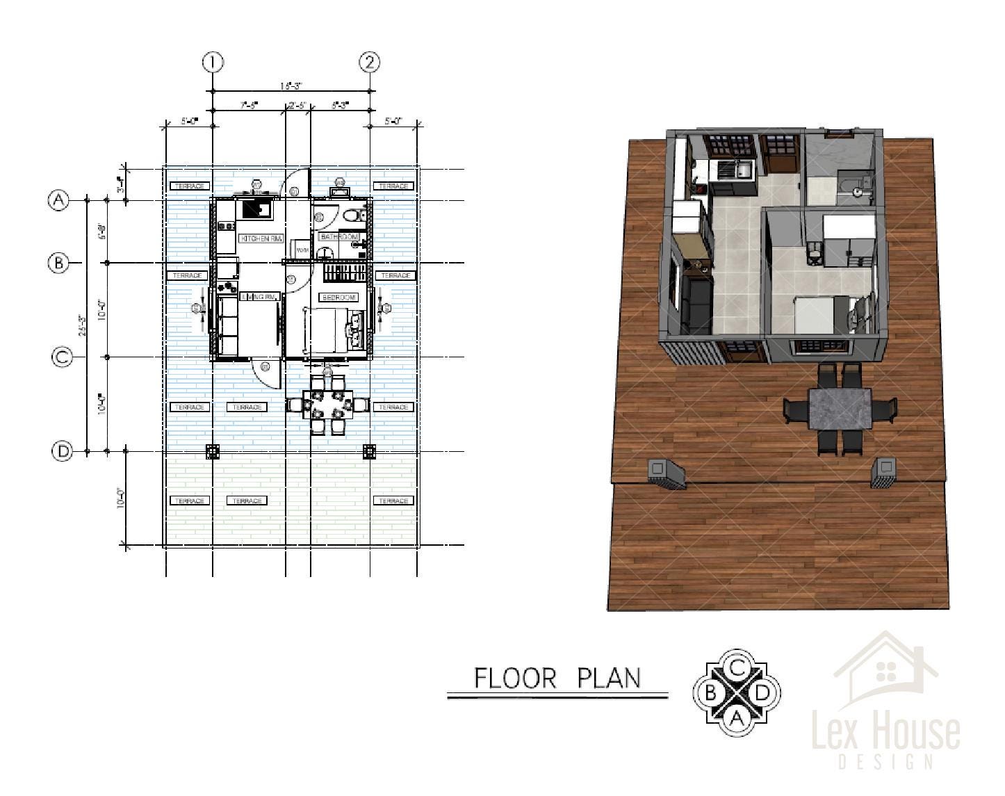 Small Modern House Plan, Modern House Plan, Tiny House Floorplan ...