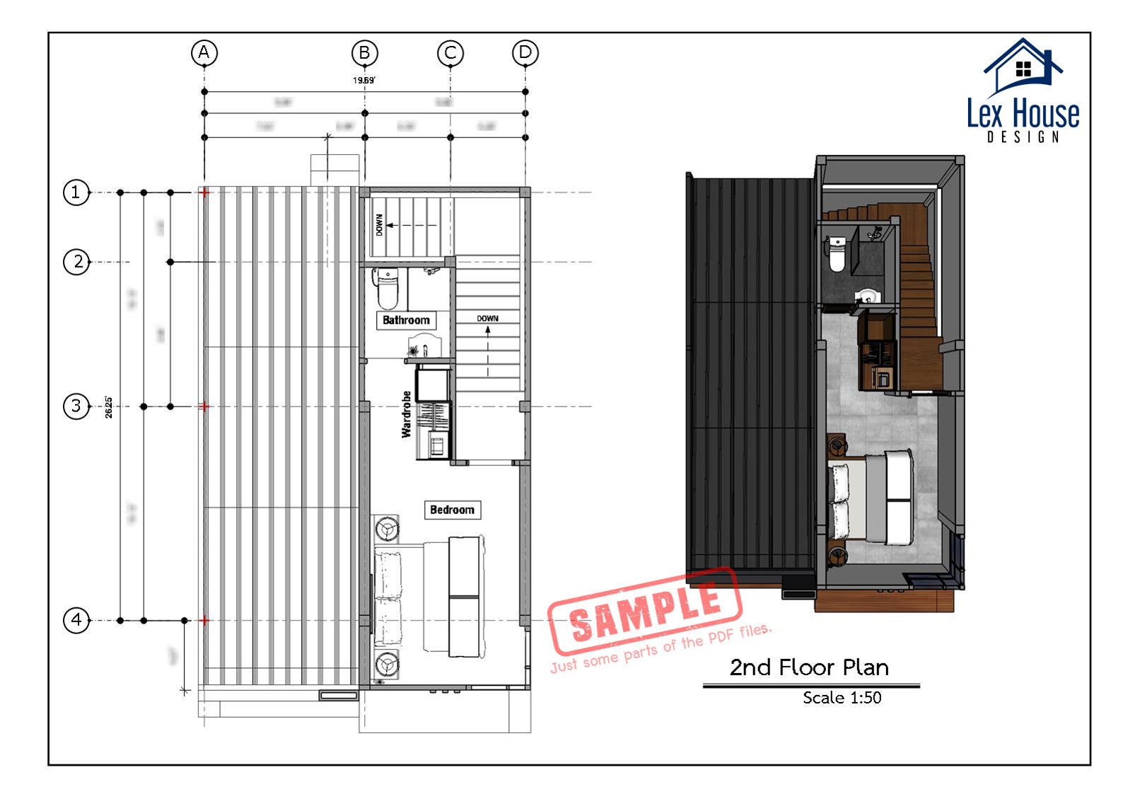 Small Modern House Plan, Small House Plan Design, 1 Bedroom and 1 ...