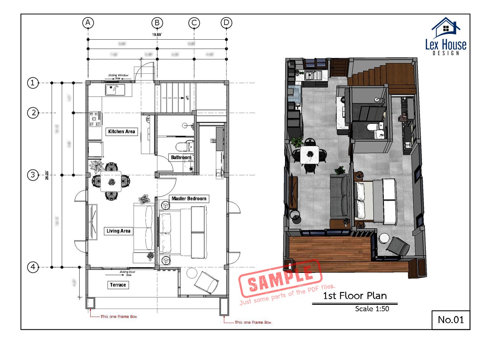 Small Modern House Plan, Small House Plan Design, 1 Bedroom and 1 ...