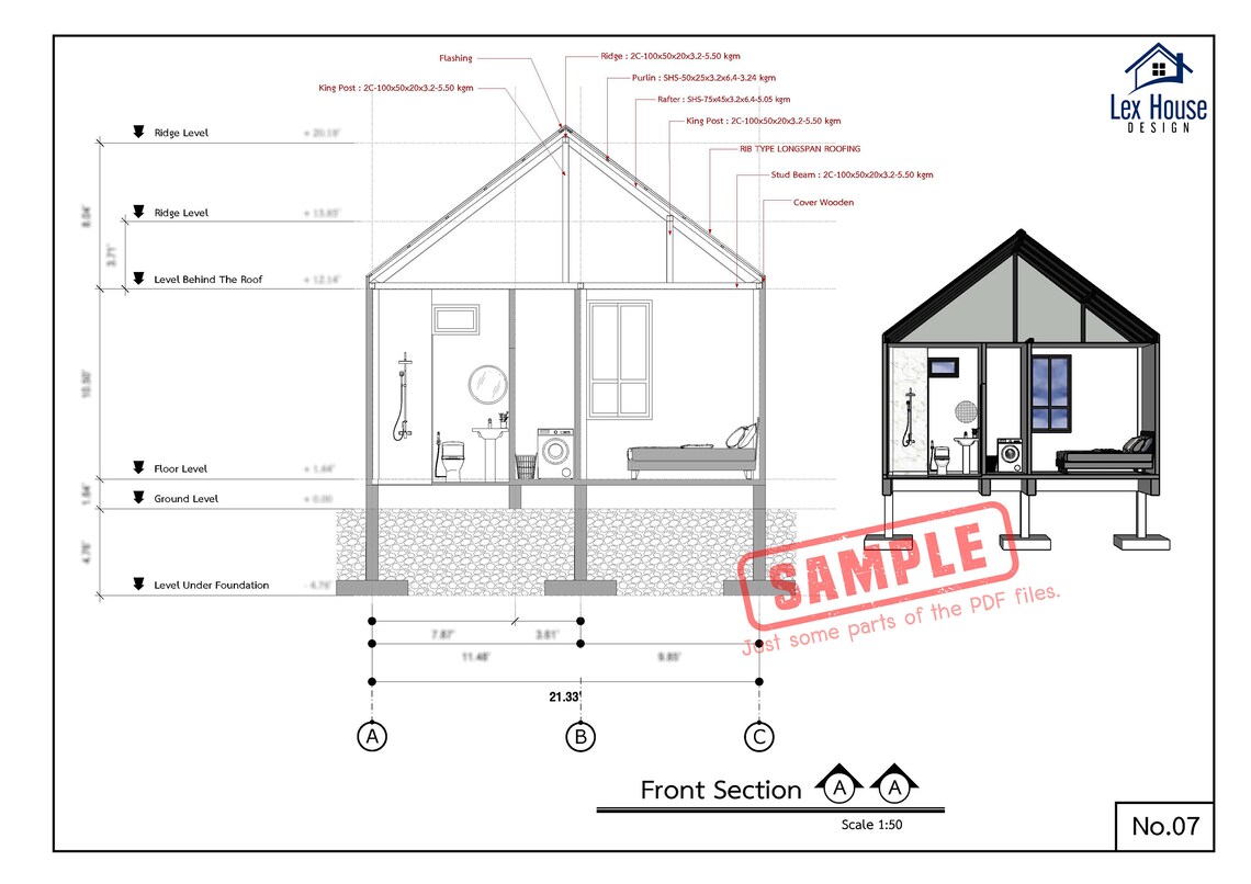 Small Modern House Plan, Small House Plan Design, 1 Bedroom and 1 ...