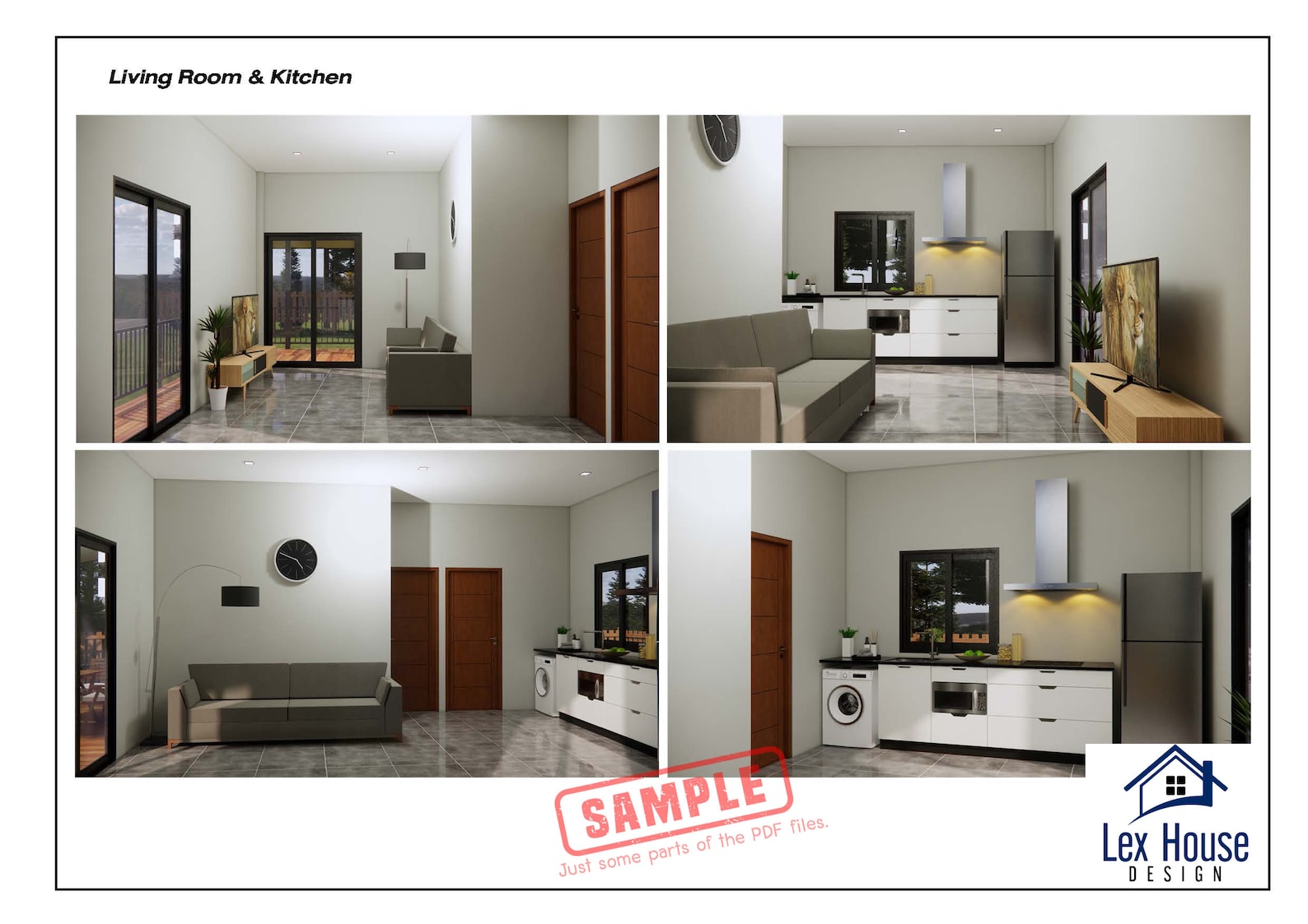 Tiny House Plan, Small House Plan Design, 1 Bedroom and 1 Bathroom, Elevation Sections, Digital ...