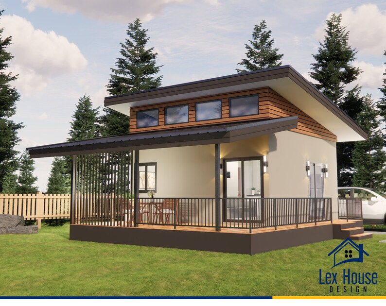 Tiny House Plan, Small House Plan Design, 1 Bedroom and 1 Bathroom, Elevation Sections, Digital ...