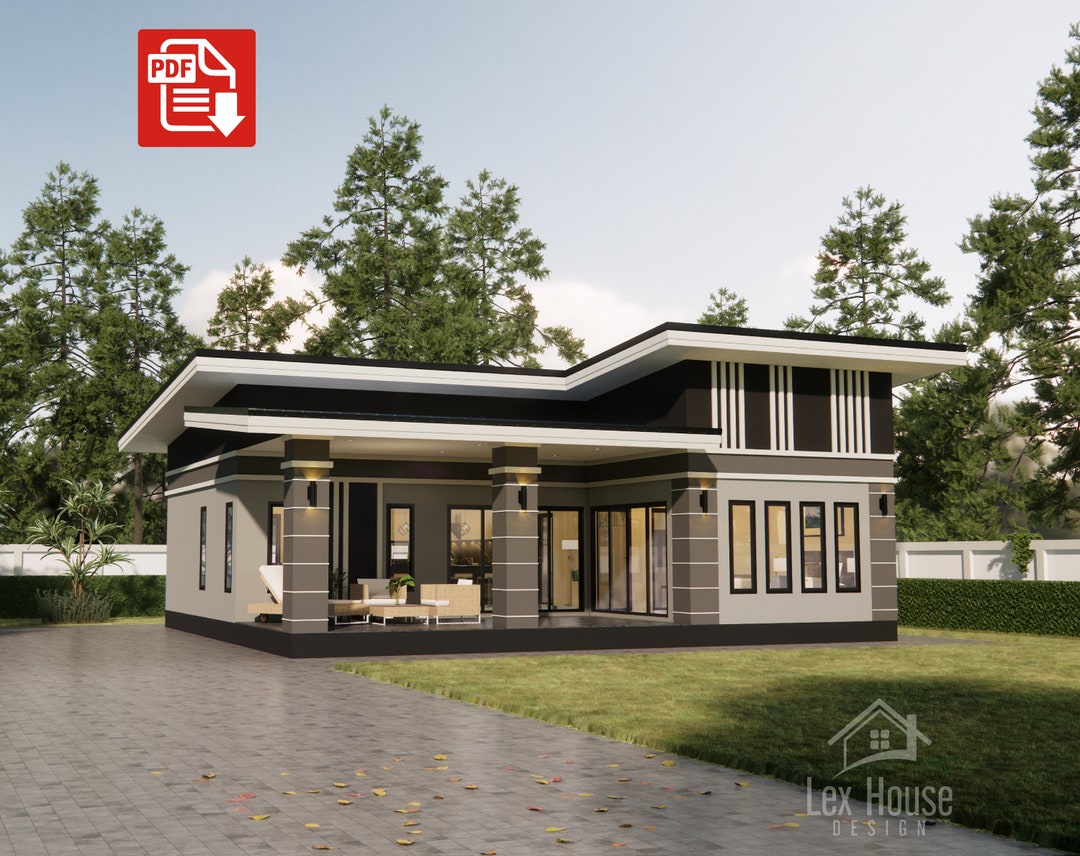 Modern House Plan, Small House Plan Design, 1 Bedroom and 1 Bathroom ...