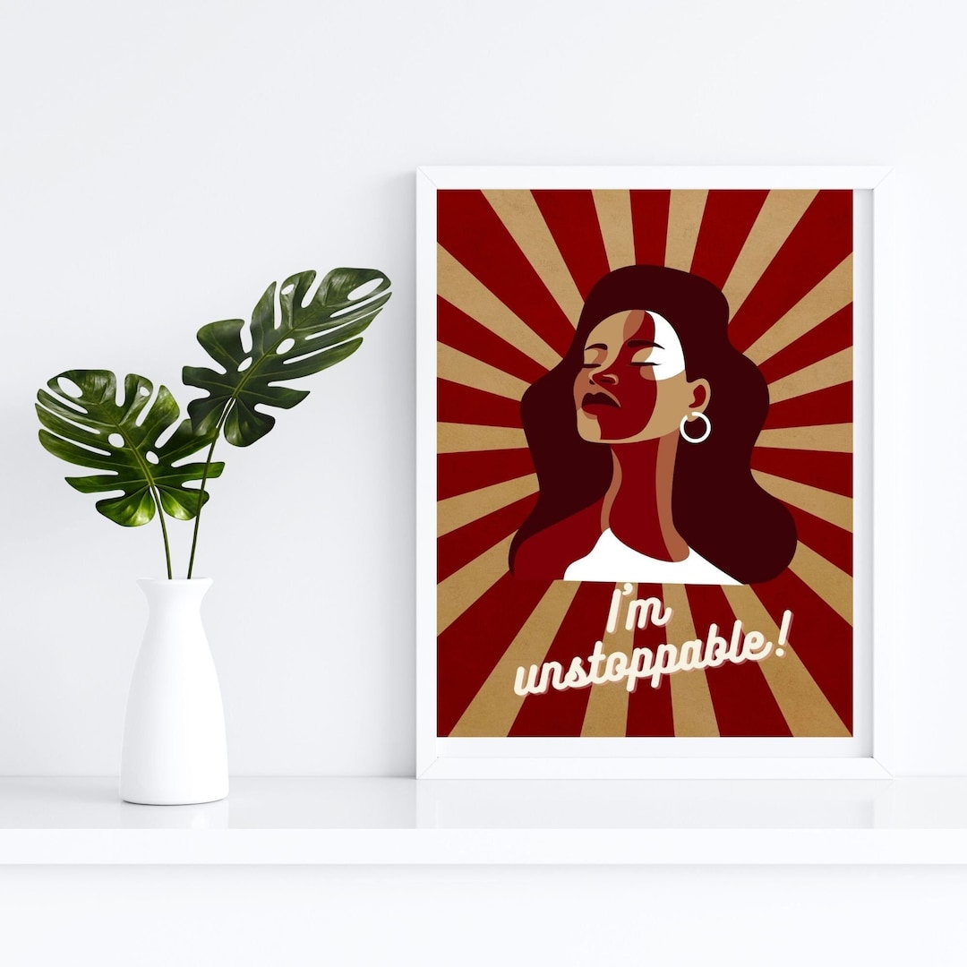 I'm Unstoppable Wall Art, Retro Printable Feminist Wall Art, Strong ...