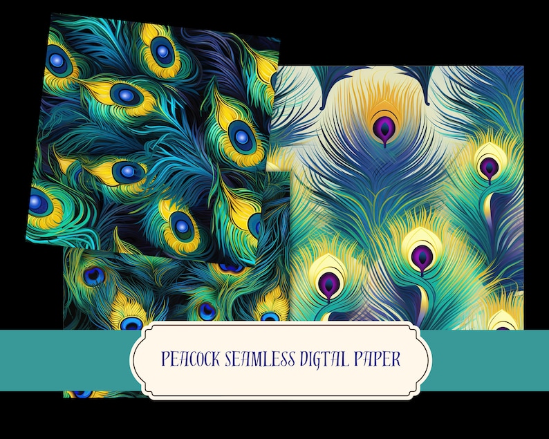 Peacock Feathers, Digital Papers, Instant Download, Peacock Craft Ideas ...