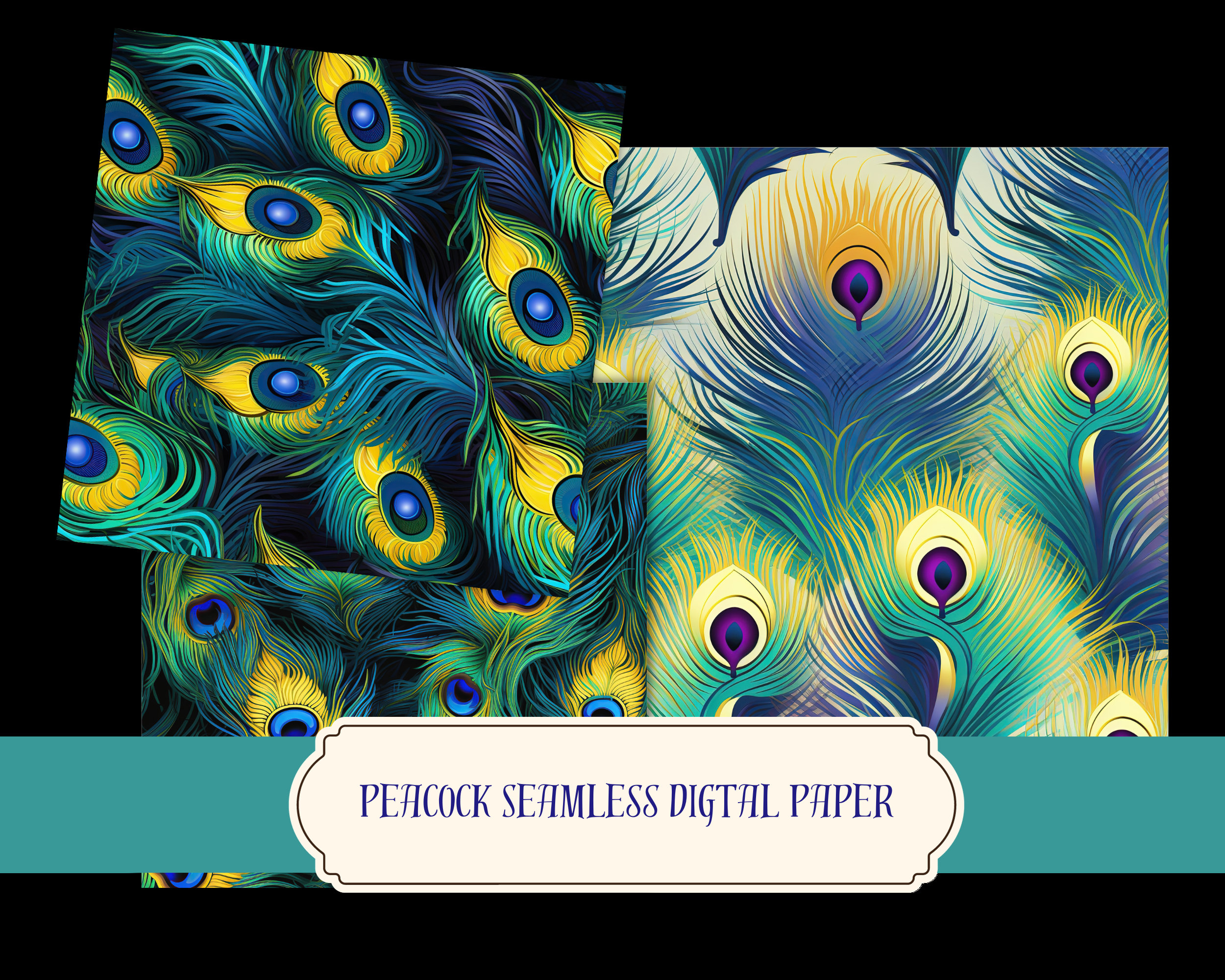 Peacock Feathers, Digital Papers, Instant Download, Peacock Craft Ideas ...
