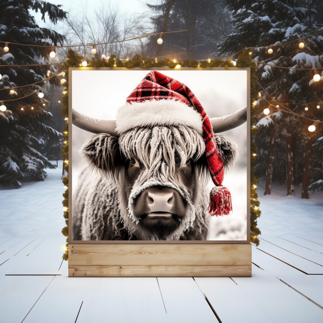 Highland Cow Christmas Print: Winter Animal Poster (digital Download ...