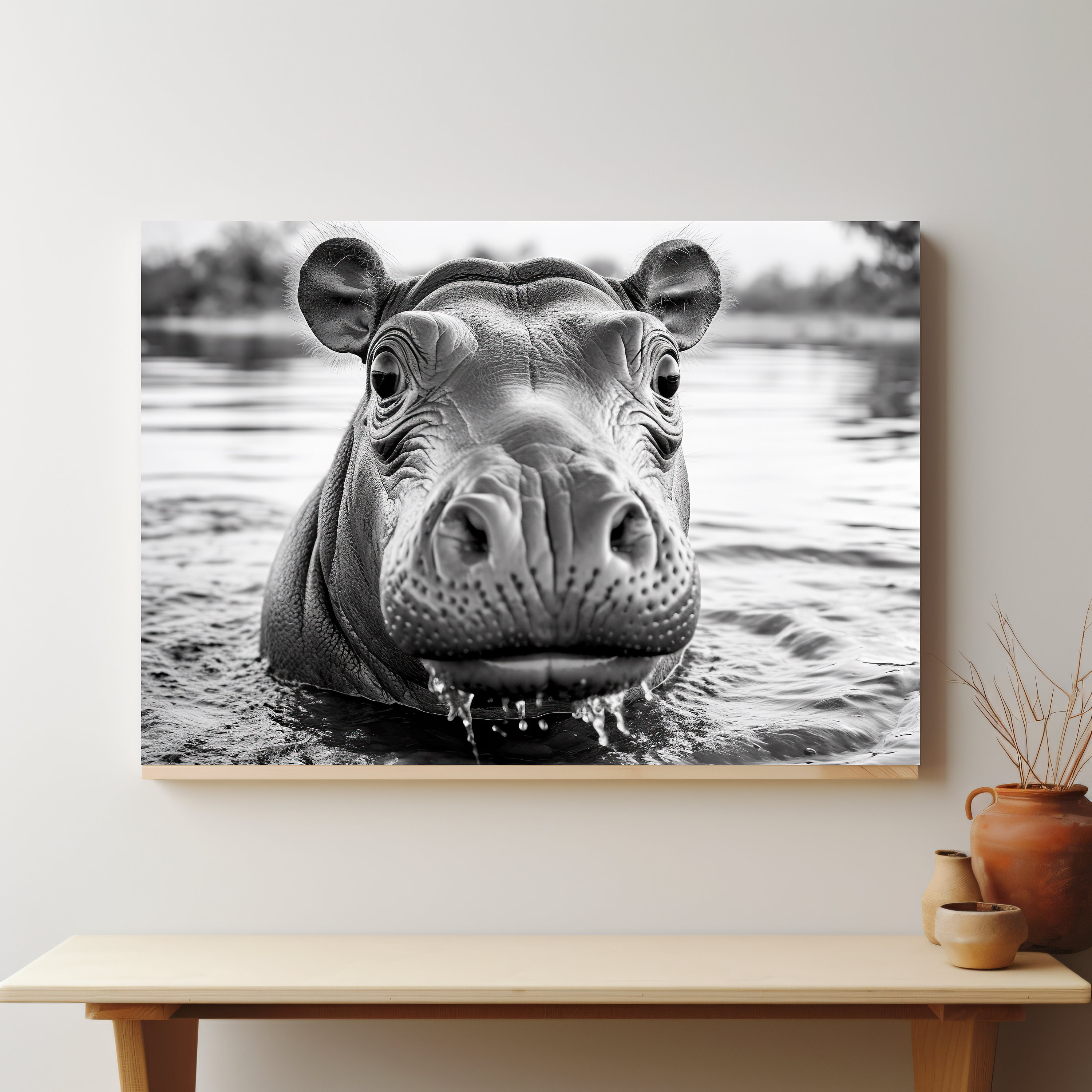 Baby Hippo Prints, Hippo Digital Download, Animal Prints, Animal ...