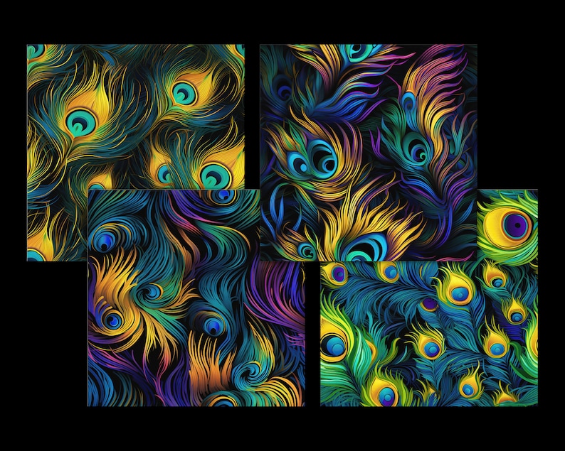 Peacock Feathers, Digital Papers, Instant Download, Peacock Craft Ideas ...