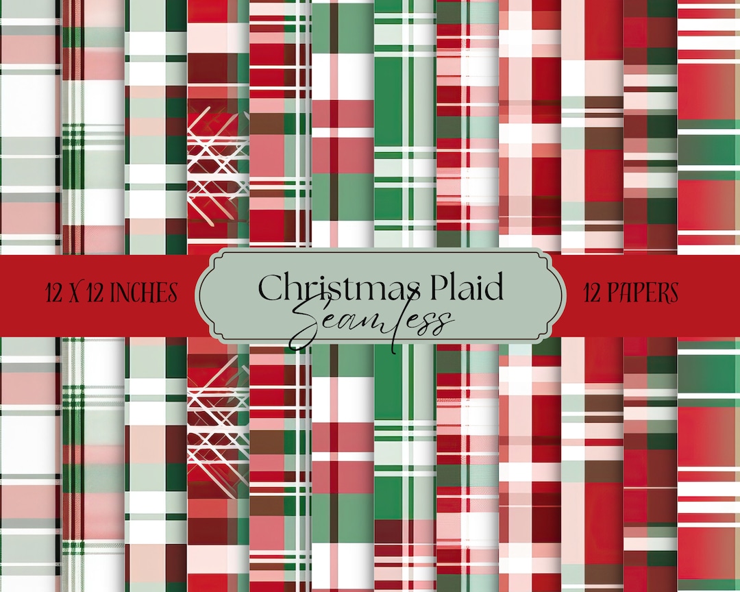 Christmas Plaid Digital Paper, Holiday Theme Designs, Instant Download ...