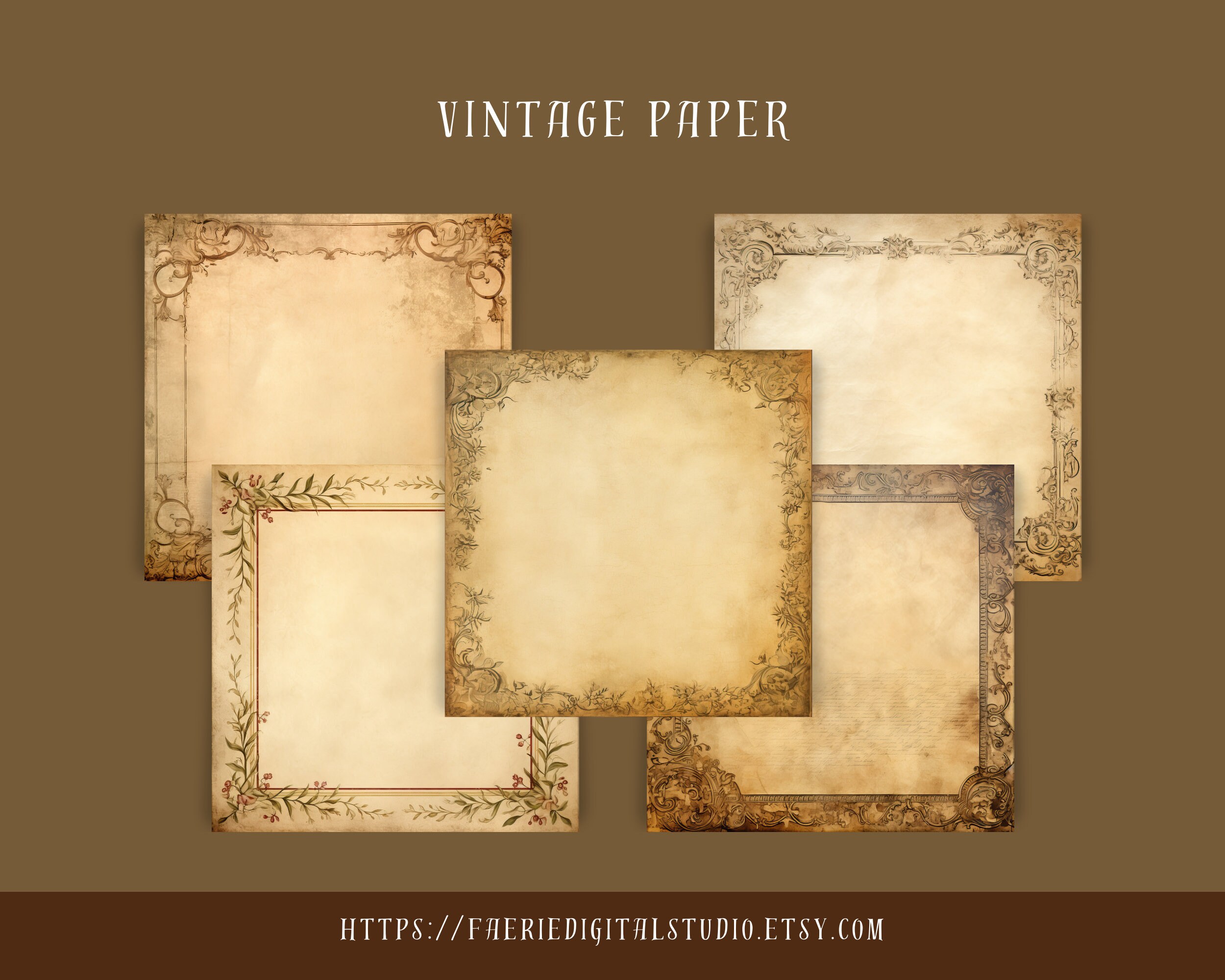 Vintage Roman Border Digital Paper: 12x12 Scrapbook Designs (digital ...