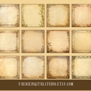 Vintage Border Designs, Vintage Paper, Digital Paper, Instant Downloads ...