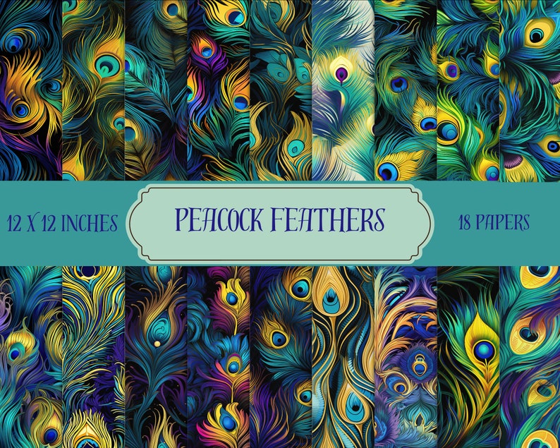 Peacock Feathers, Digital Papers, Instant Download, Peacock Craft Ideas ...