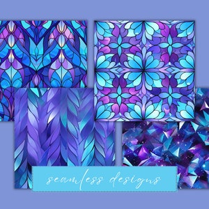 Gradient Patterns, Blue and Purple Seamless Patterns Digital Paper ...