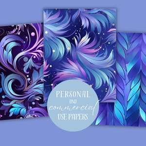 Gradient Patterns, Blue and Purple Seamless Patterns Digital Paper ...