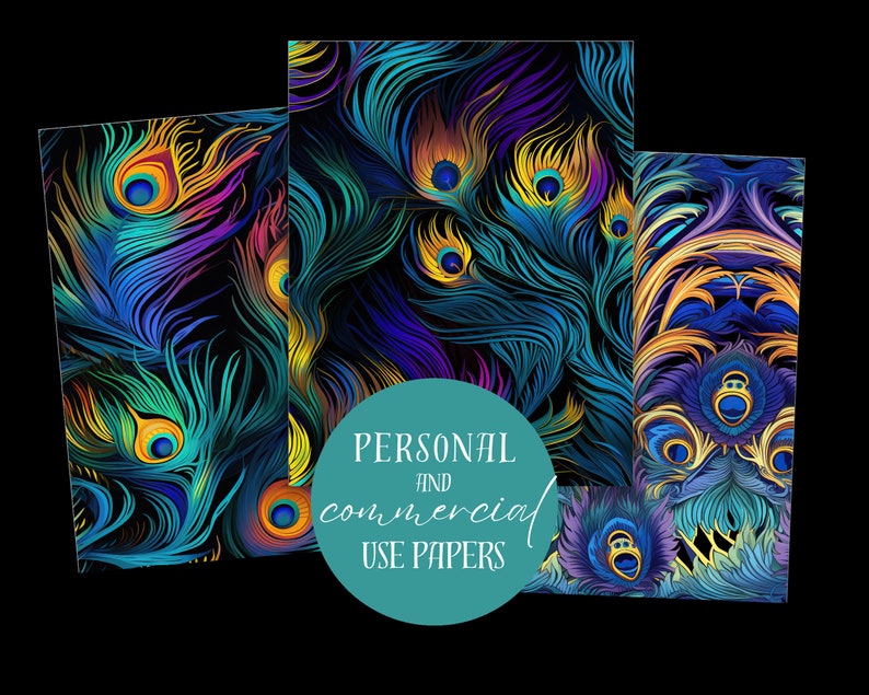 Peacock Feathers, Digital Papers, Instant Download, Peacock Craft Ideas ...