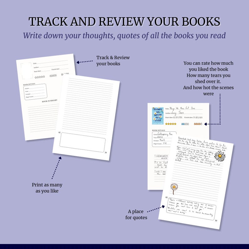 Printable Reading Journal | A5 Format - Etsy