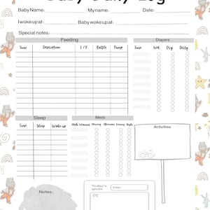 Newborn Tracker and Infant Log - A Printable Copy to Record Infant ...