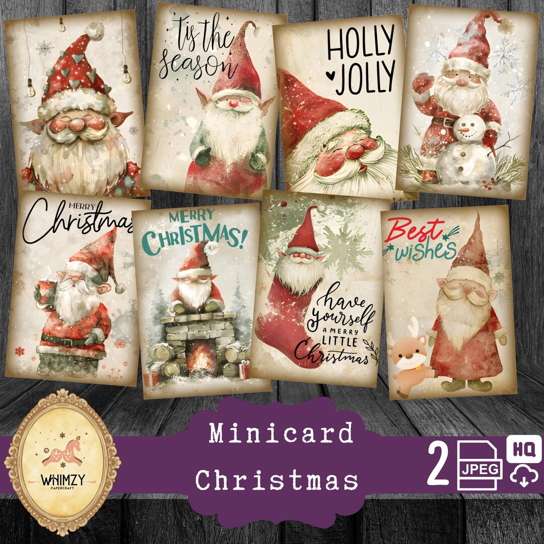Christmas Gnome Journal Labels | Holiday Tags Ephemera Kit - Etsy