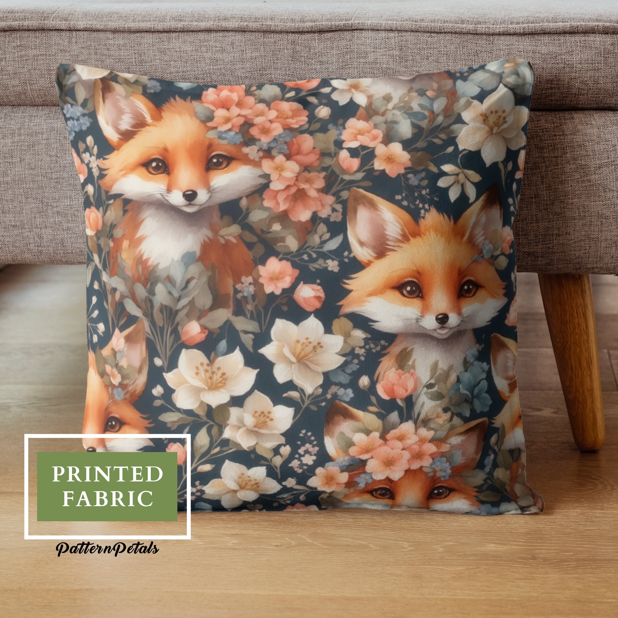 Fox Floral Watercolor Seamless Pattern, Digital Patterns, Watercolor ...