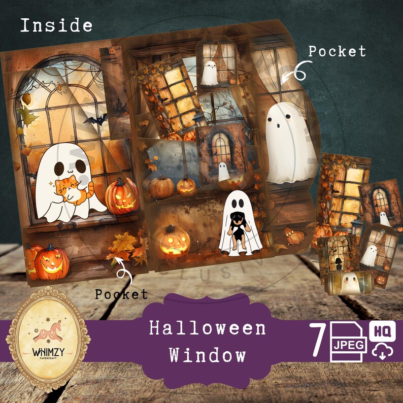 Halloween Trifold Folio Junk Journal Kit Spooky DIY Mini Folio Junk Journal Digital Folding ...