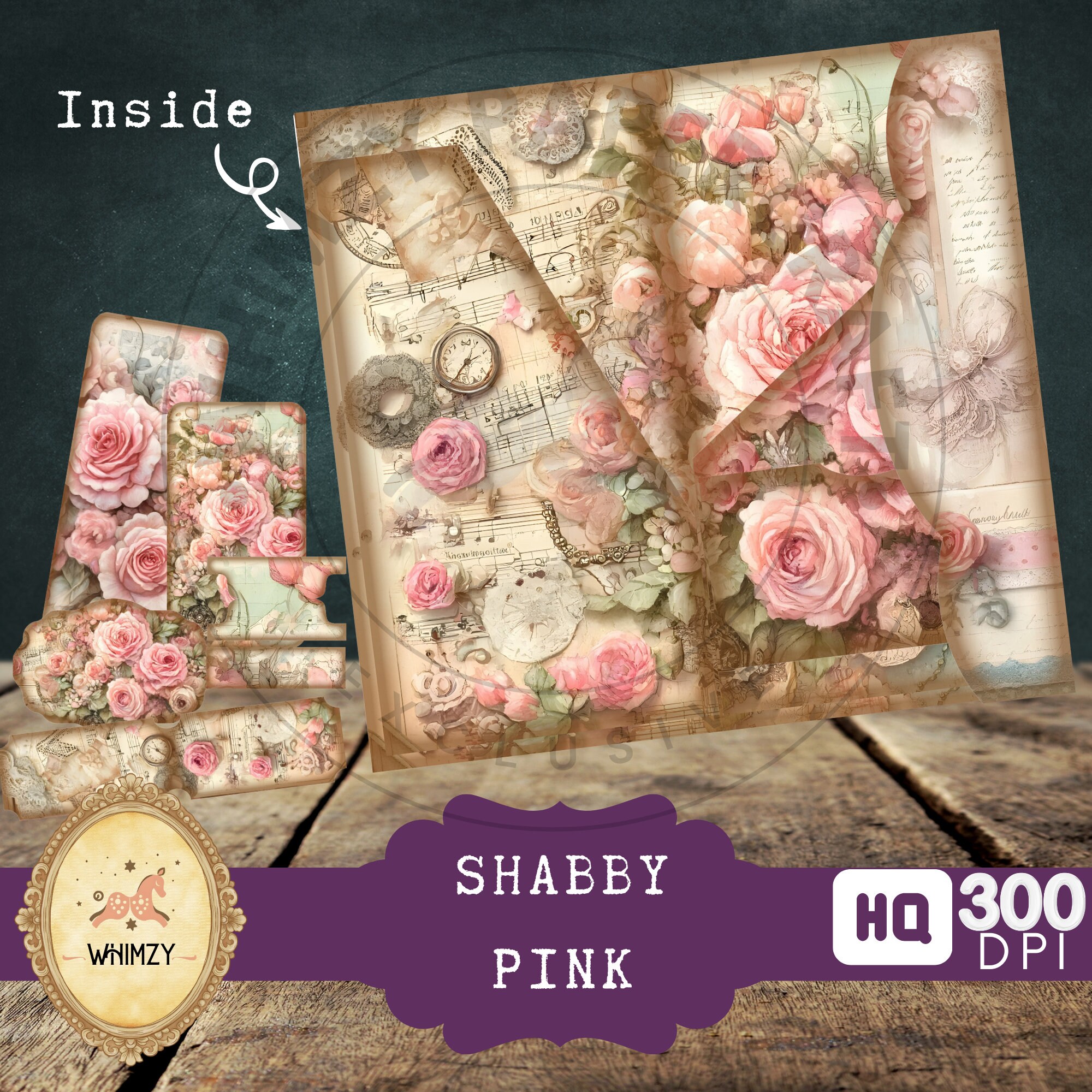 Shabby Rose Trifold Folio Junkjournal Kit Vintage Diy Mini Folio Junk 