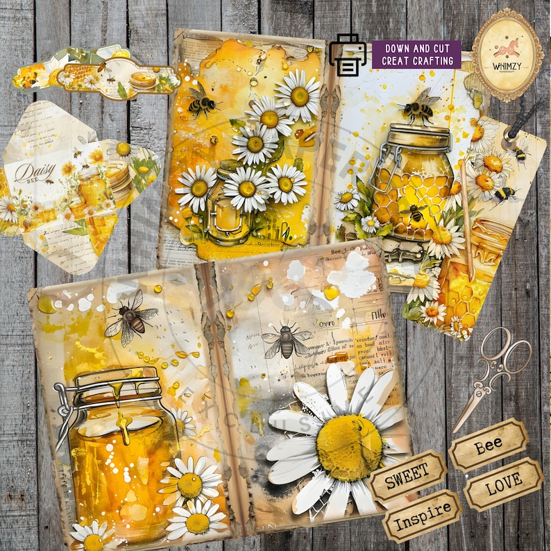 Honey Bee Junk Journal Kit: Vintage Beehive Printable Ephemera Beehives ...